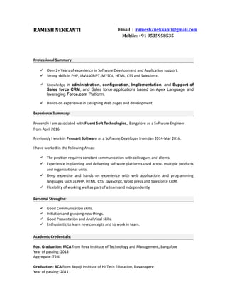 Ramesh cv | DOC | Web Development | Internet