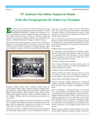 73º ANIVERSARIO DEL CLUB ATLÉTICO TARAPACÁ DE CHIQUIÁN | PDF