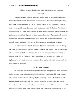 Action Research Proposal LaKedria Lozano Music intergration in ...
