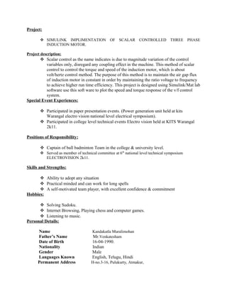 murali cv 2015 | DOC | Sports