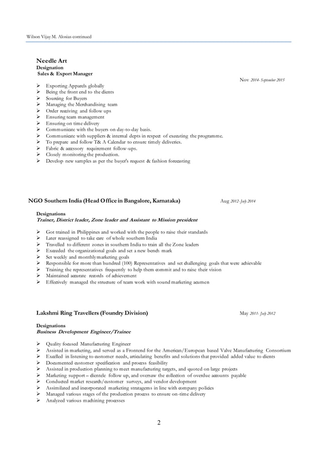 Wilson resume Aegis -Naukri | DOCX