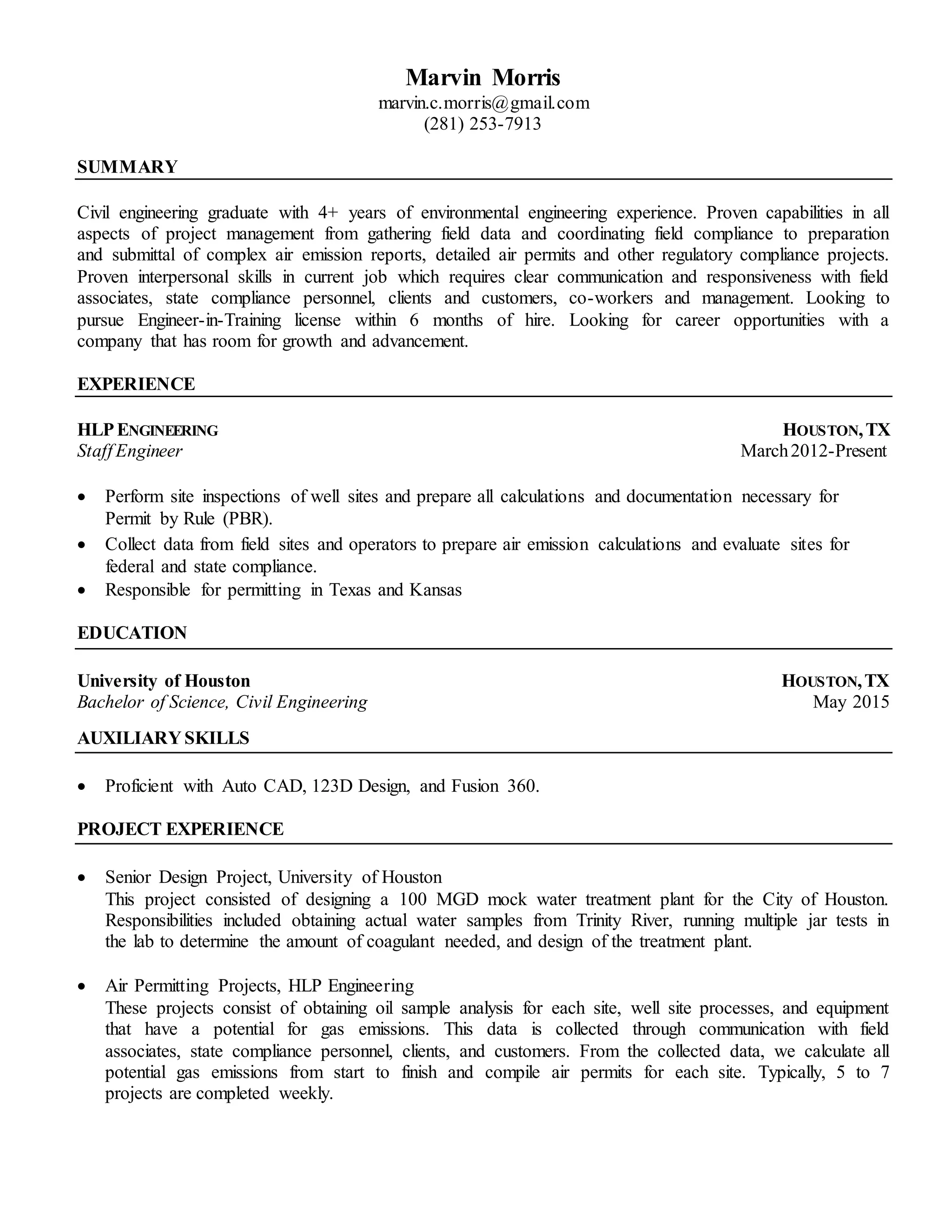 Marvin Morris Resume | PDF