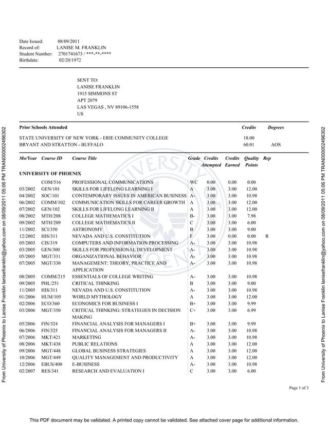 completed-transcript-2496302 | PDF | Professional School | Postgraduate Education