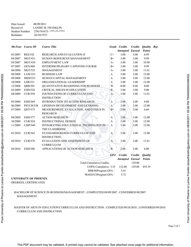 completed-transcript-2496302 | PDF | Professional School | Postgraduate ...