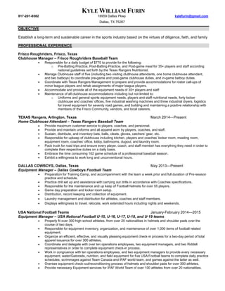 Kyle W Furin Resume 9.9.2016