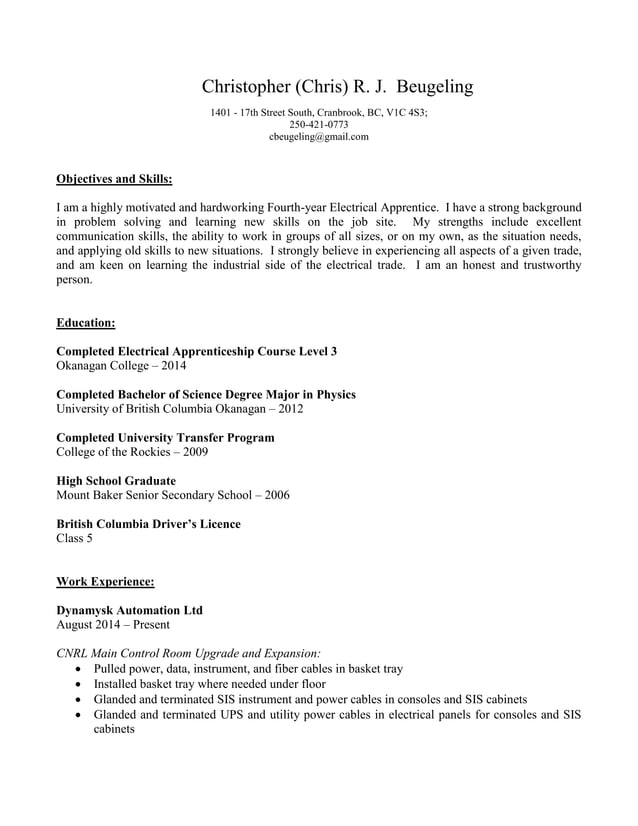 Chris Beugeling Resume | PDF | Careers