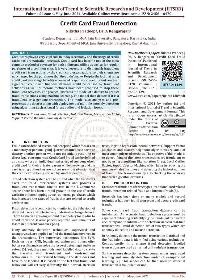 Credit Card Fraud Detection | PDF