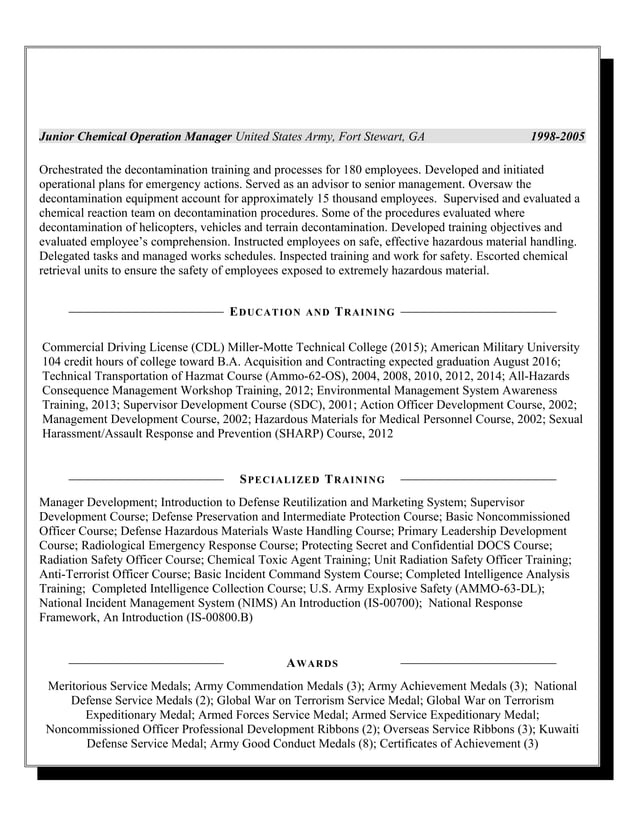 Tommy Brown Military Transition Resume | PDF