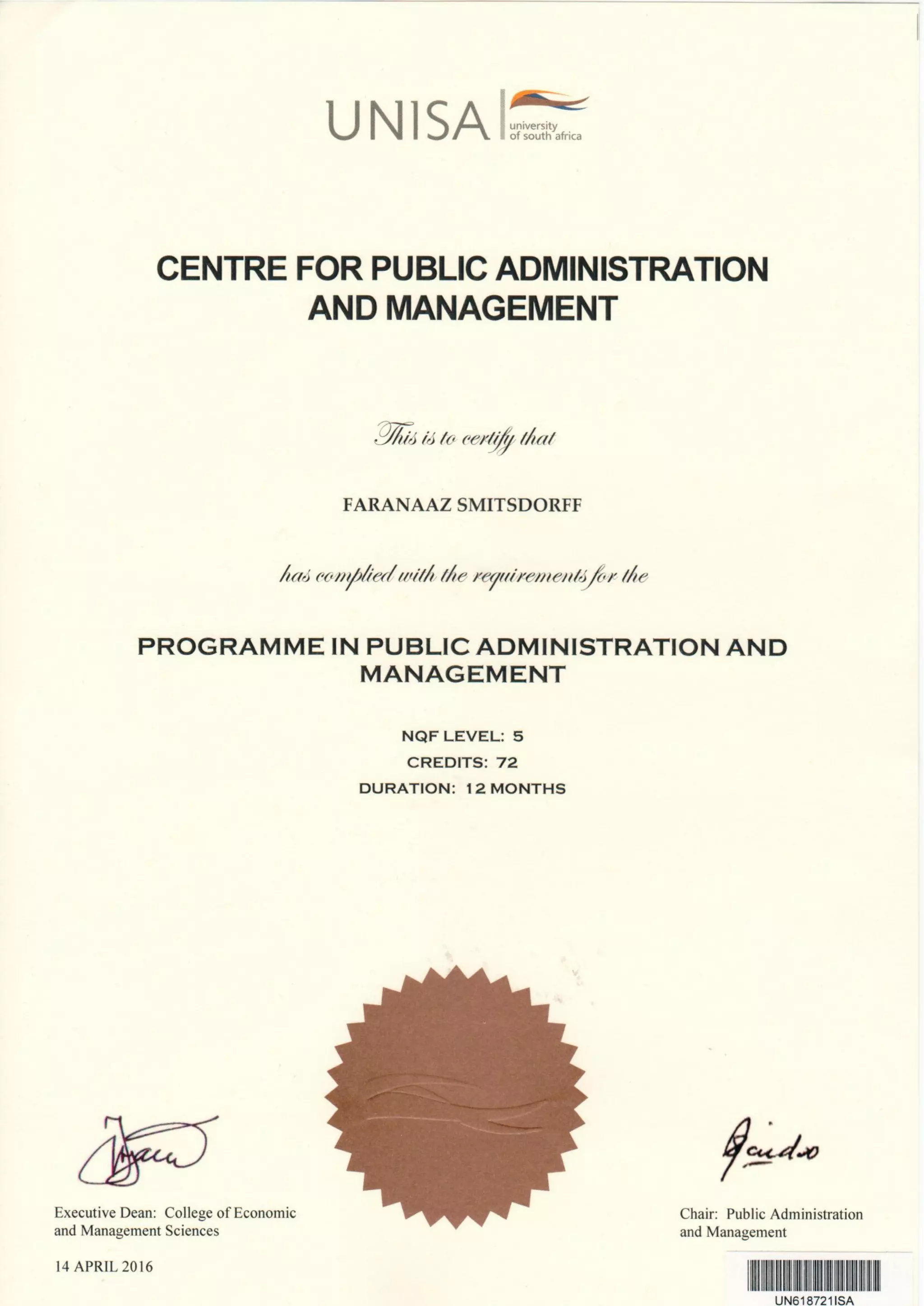 Certificate Public Admin and Man | PDF