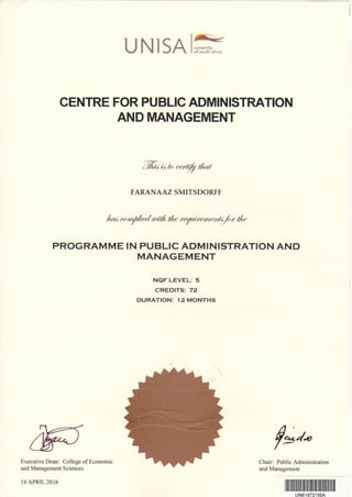 Certificate Public Admin and Man | PDF