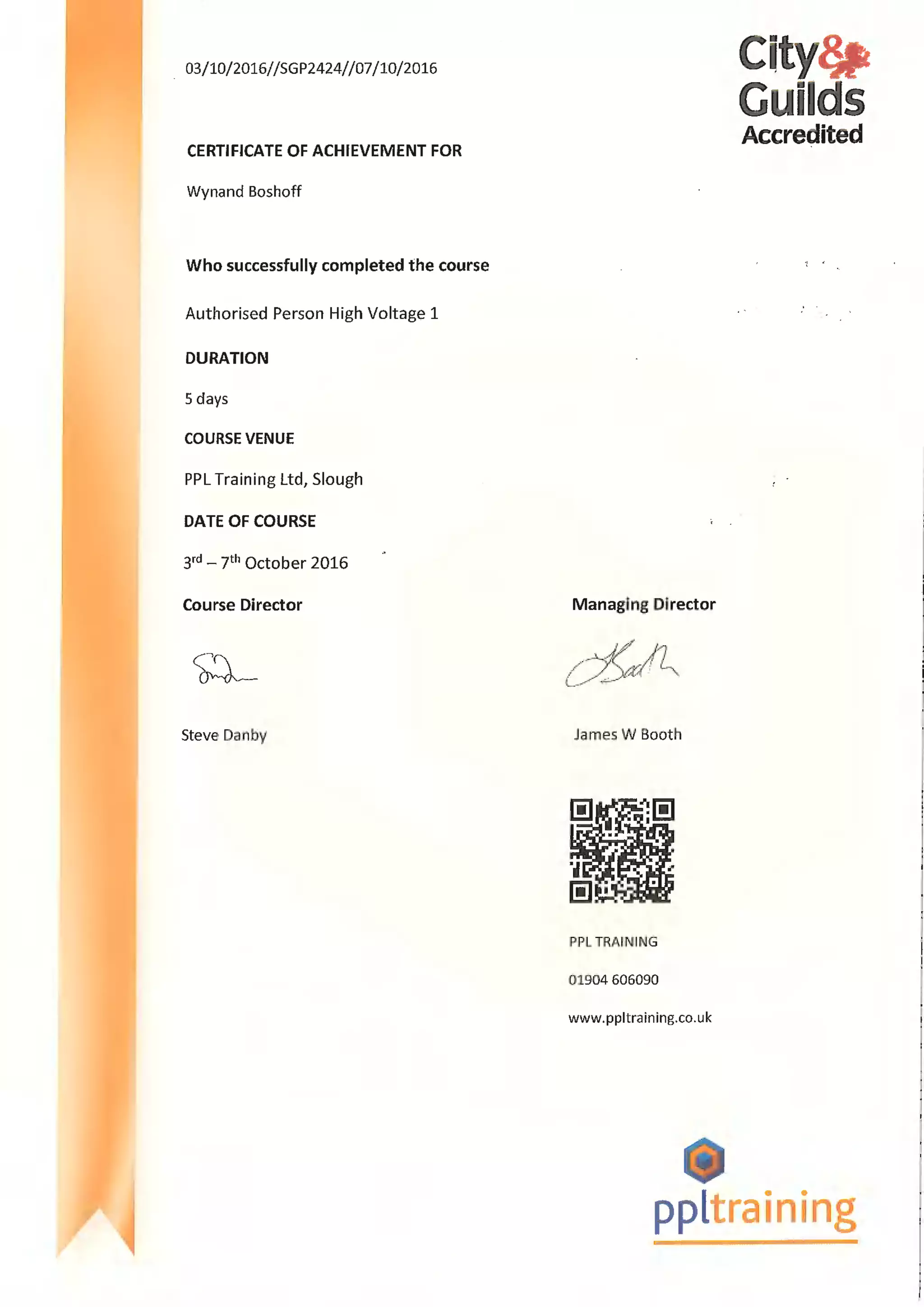 HV Coarse Certificate | PDF