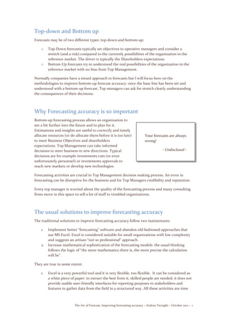 The art of Forecast - Improving Forecasting accuracy | PDF