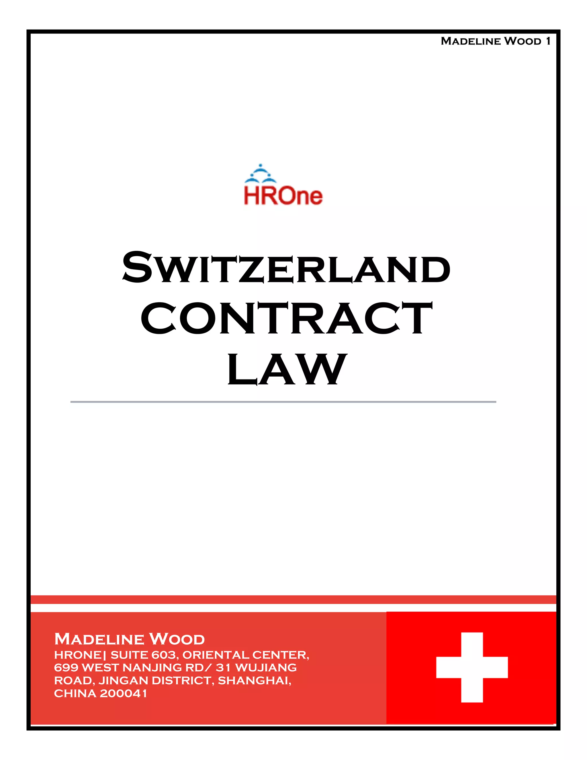 Swiss Contract Law | PDF