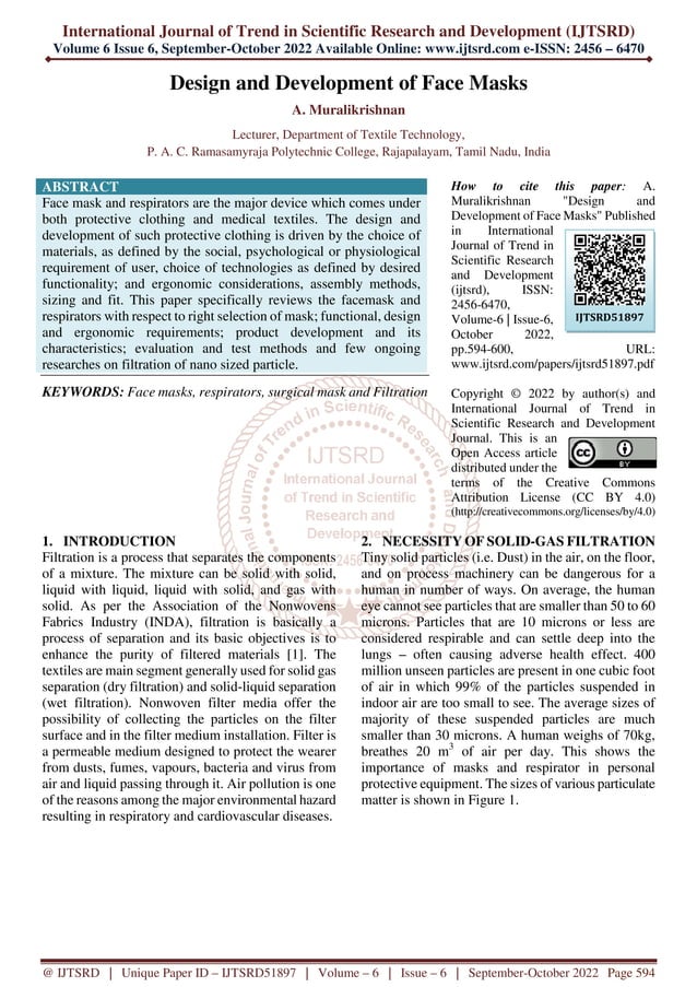 Design and Development of Face Masks | PDF | Lung and Respiratory ...