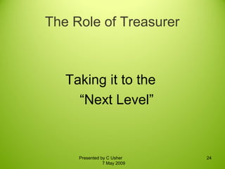 The Role of Treasurer | PPT