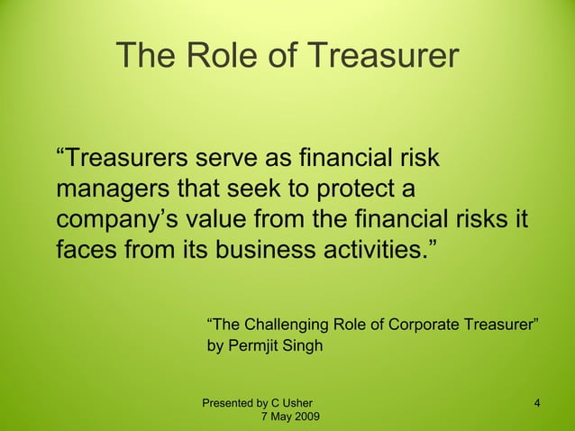 The Role of Treasurer | PPT