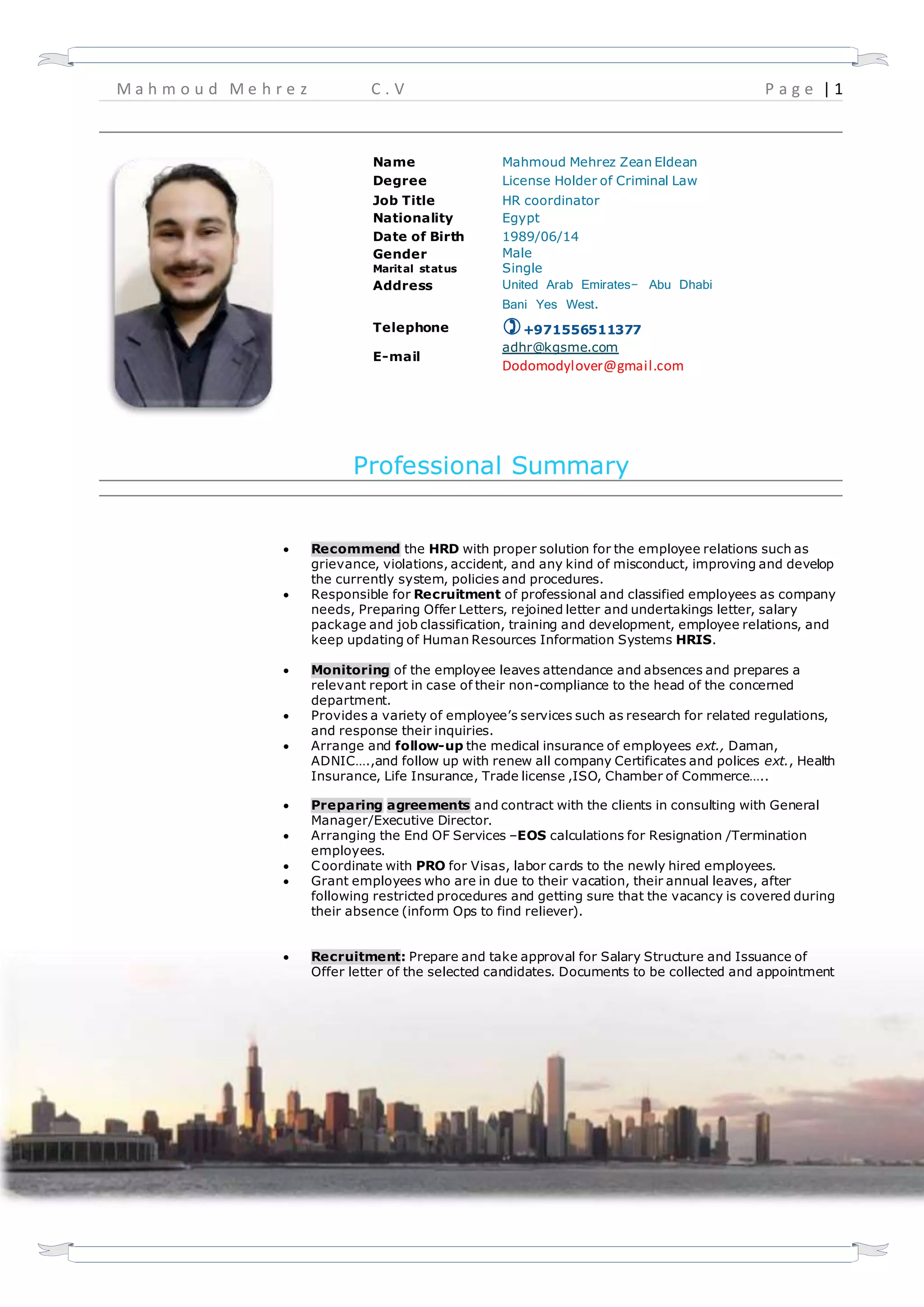 (Mahmoud Mehrez) Curriculum vitae | DOCX