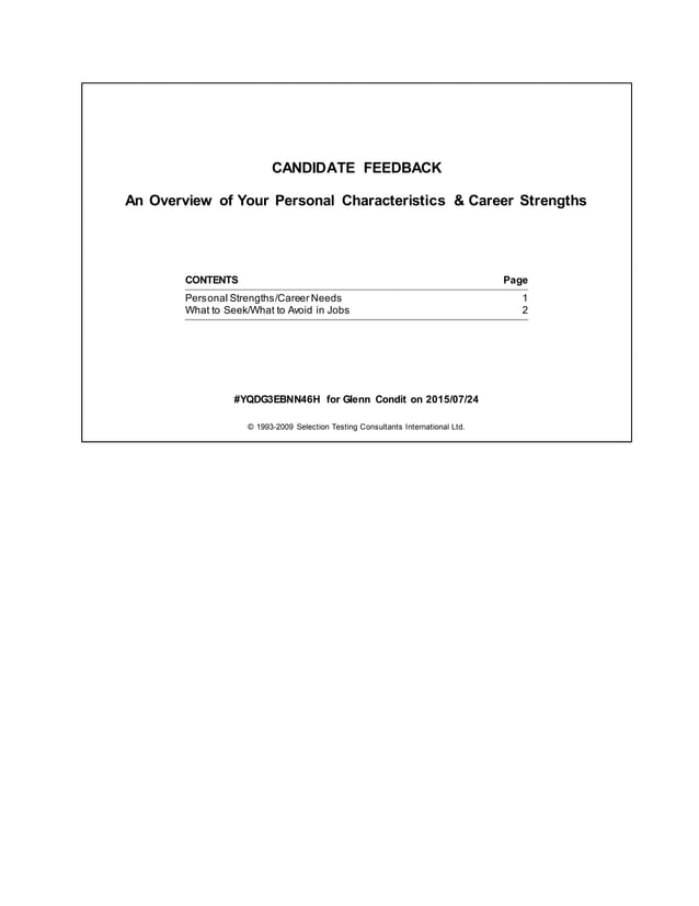 CANDIDATE FEEDBACK | PDF