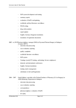 Curriculum vitae of Peter Rozman 2016 | PDF