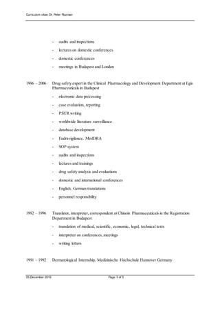 Curriculum vitae of Peter Rozman 2016 | PDF