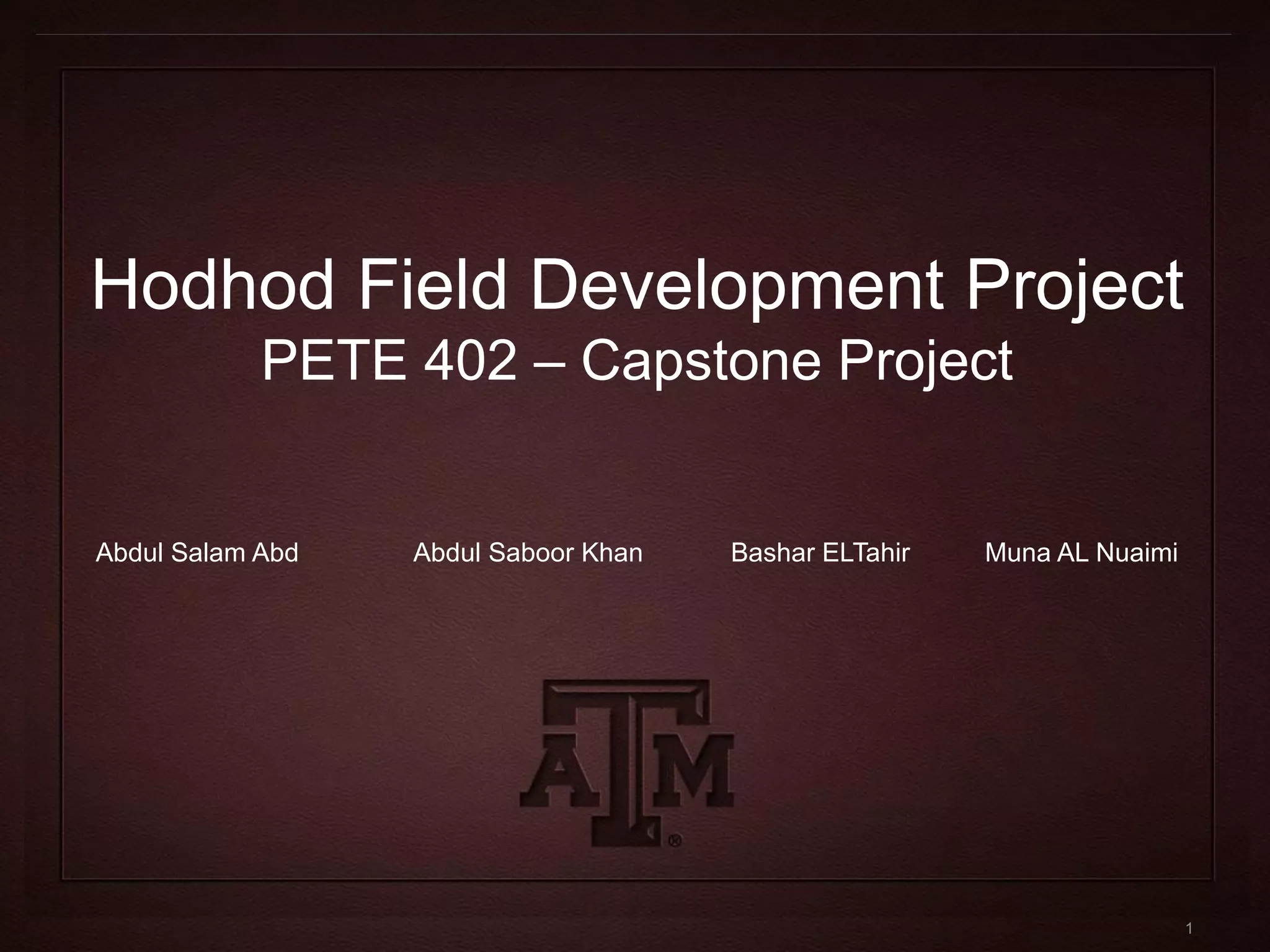 PETE 402 - Hodhod Final Presentation | PPT