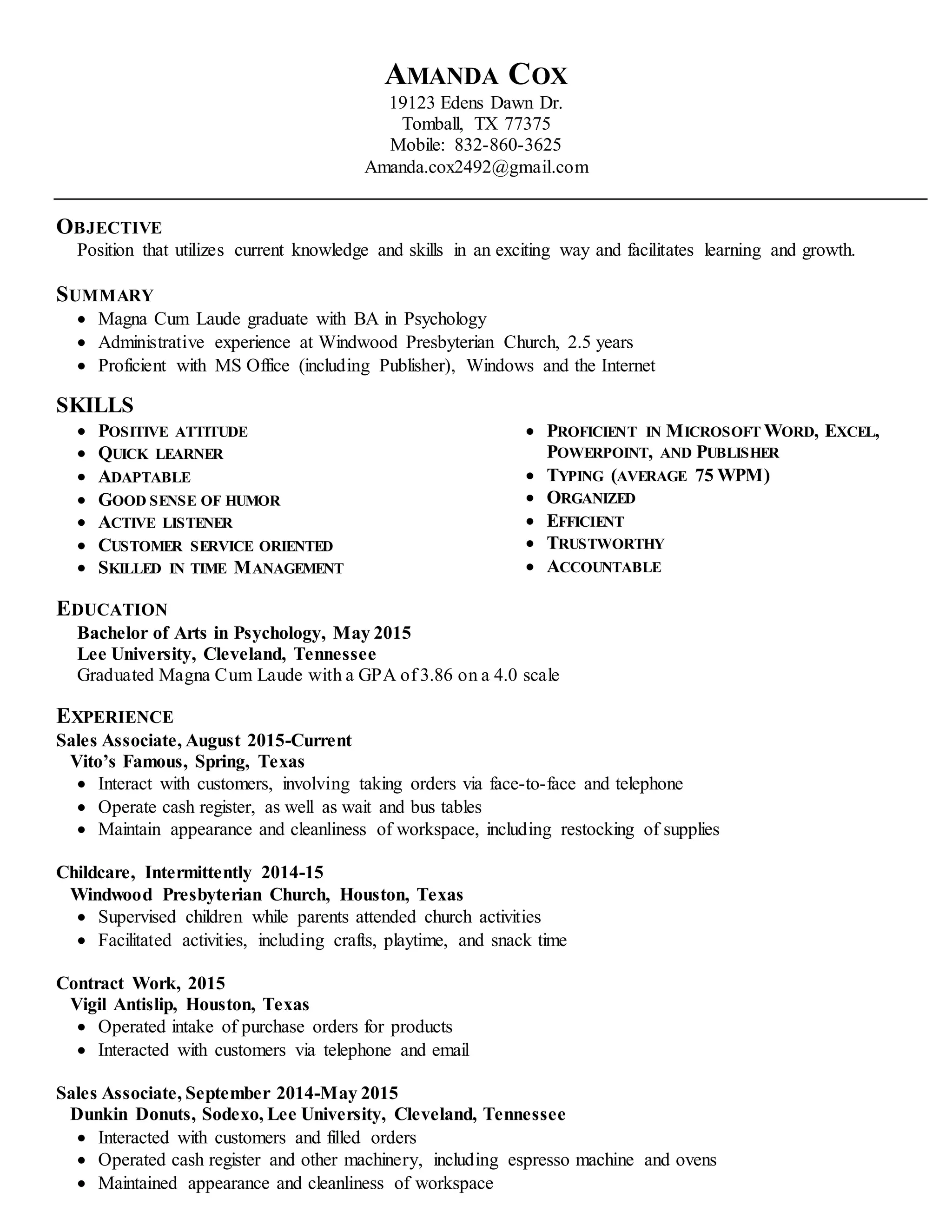 Resume - Amanda Cox | PDF