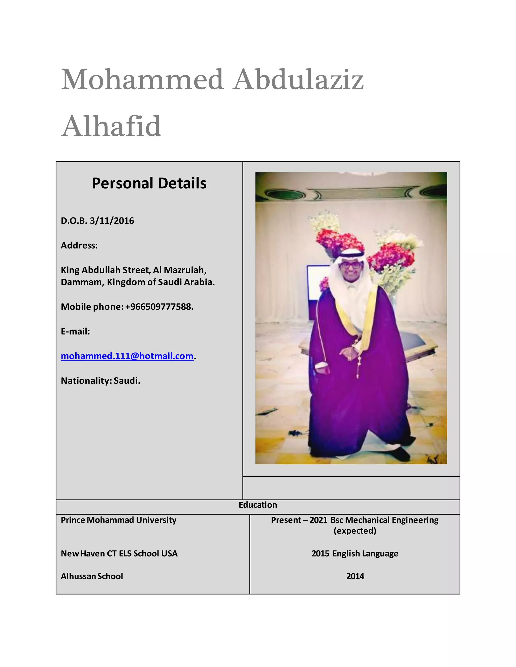 Mohammed Abdulaziz Alhafid CV | DOCX