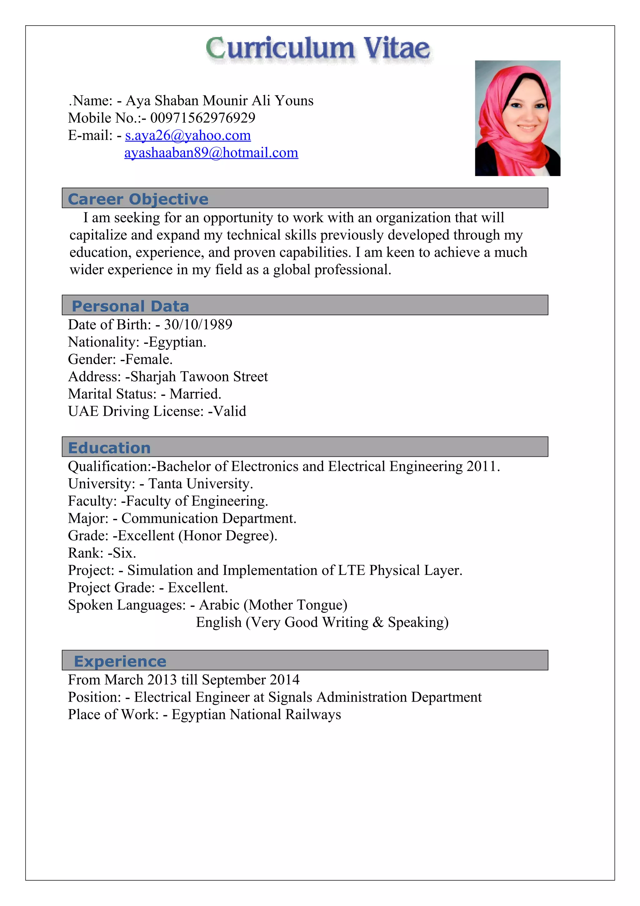 Aya Shaban CV | DOC