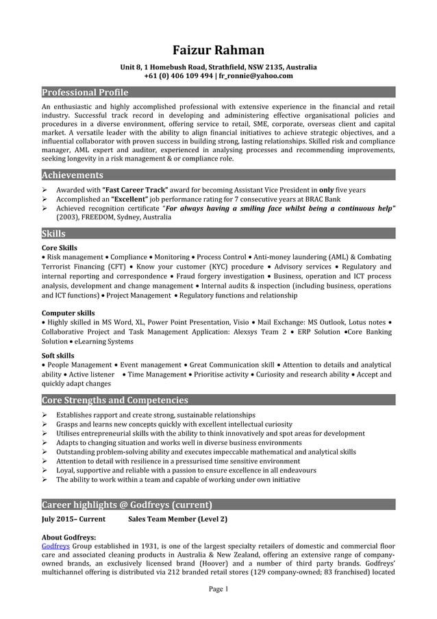 CV Faizur Rahman RM 2015 | PDF