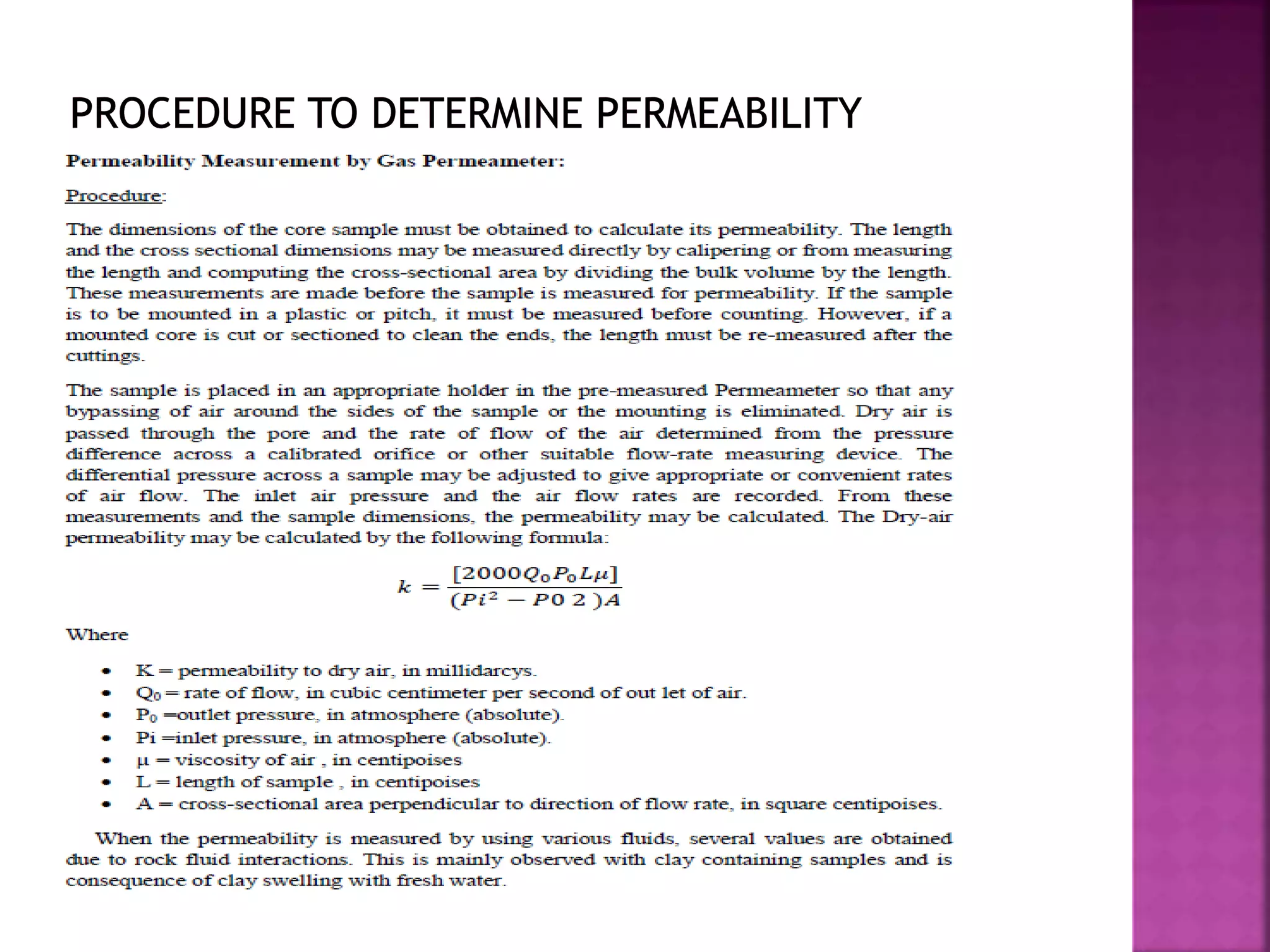 Identification of porosity and permeability for the core | PPTX