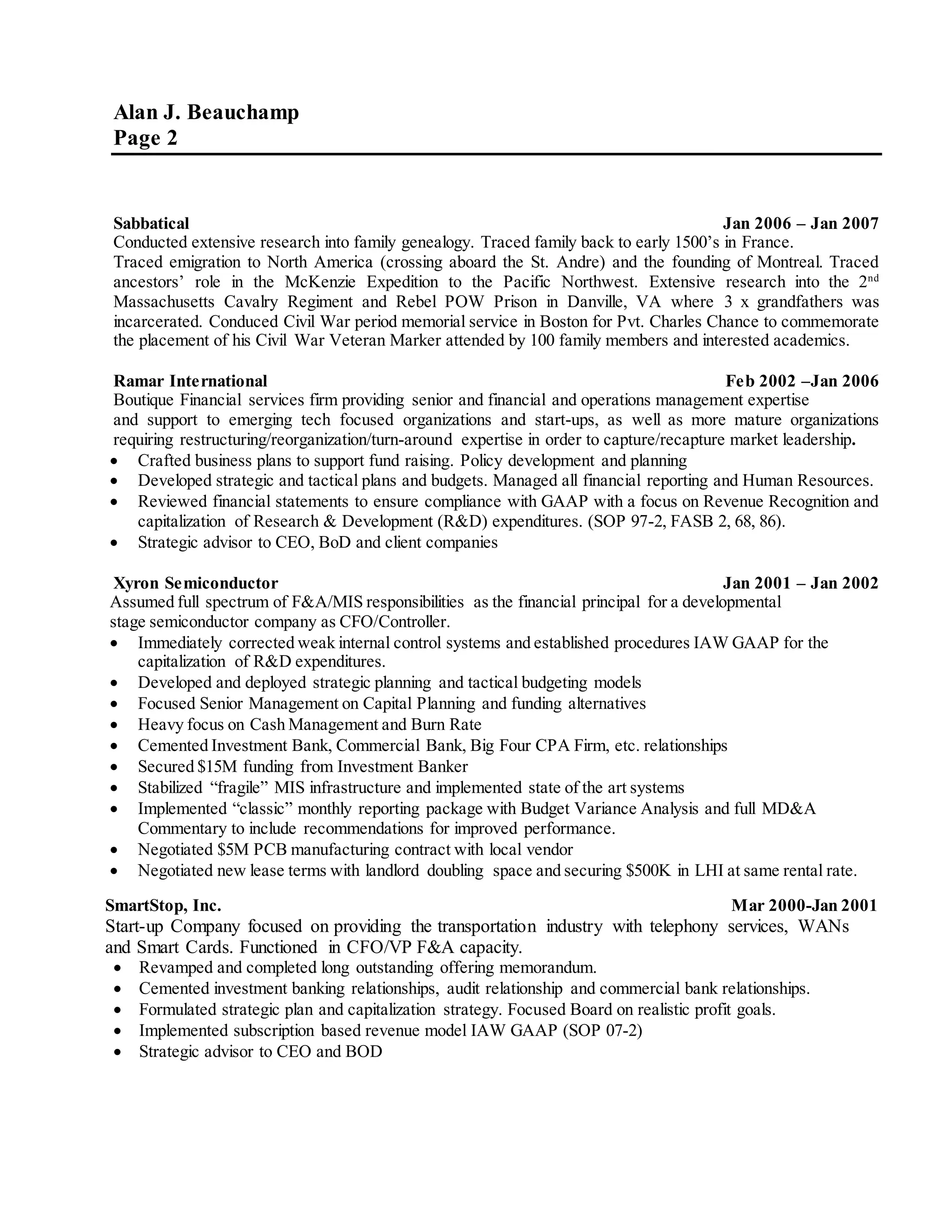 Beauchamp Resume CV | DOCX | Business Accounting & Finance | Business