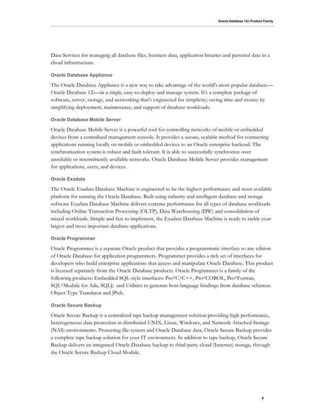 Oracle database edition-12c | PDF