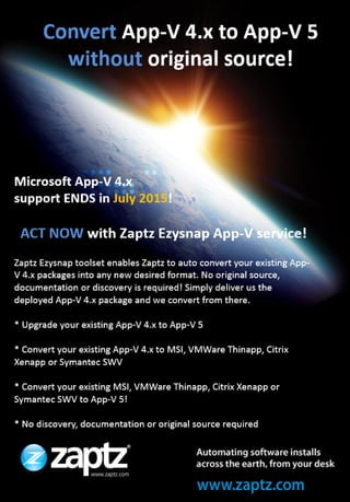 Zaptz AppV 4x to AppV 5 conversion without orig source | PDF