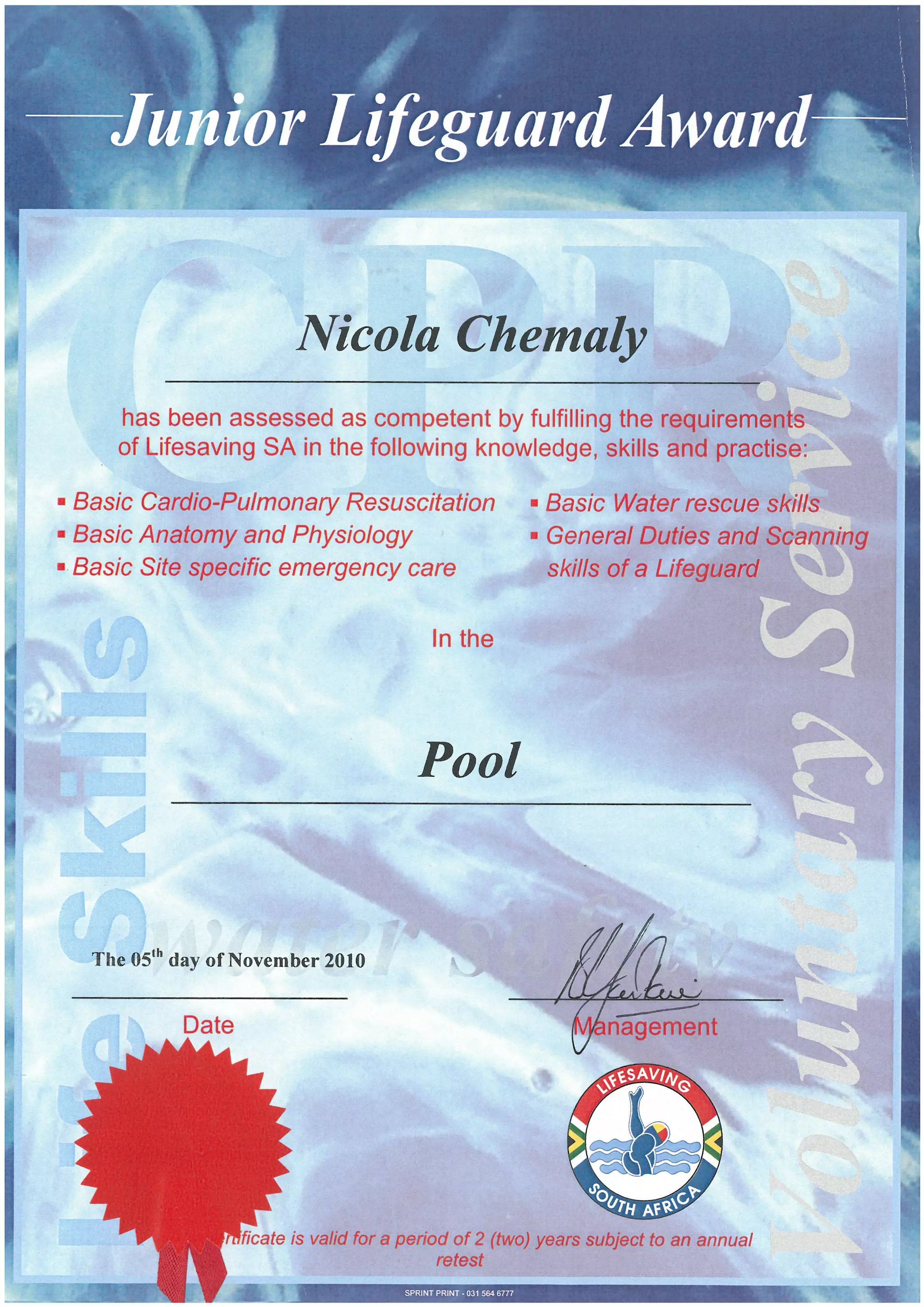 Lifeguard Award NC | PDF
