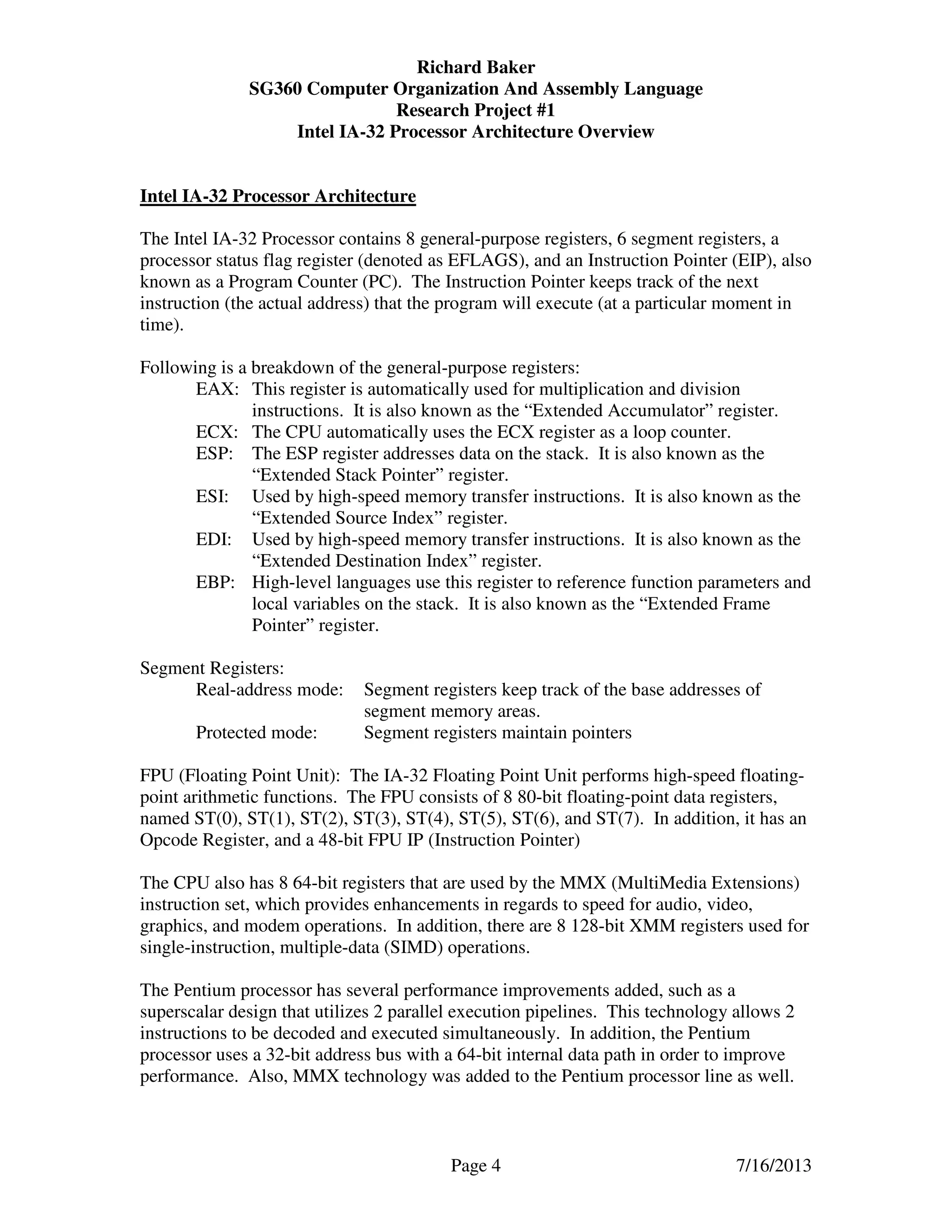 Richard_Baker-Intel_I-32_Processor_Architecture_Overview | PDF | Computing | Technology & Computing