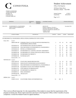 Conestoga Transcript | PDF