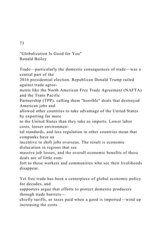 73Globalization Is Good for YouRonald BaileyTrade—.docx