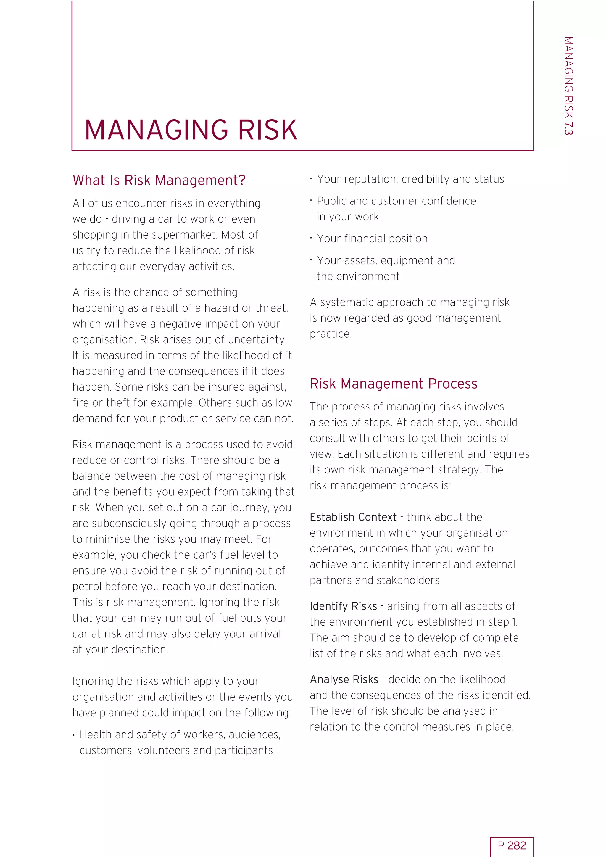 73 Managing Risk | PDF