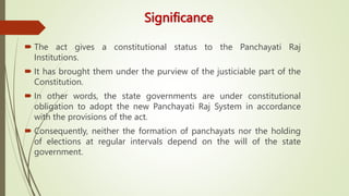 73rd Constitutional Amendment Act, 1992.pptx | Civic affairs | Politics