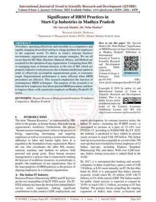 Significance of HRM Practices in Start Up Industries in Madhya Pradesh ...