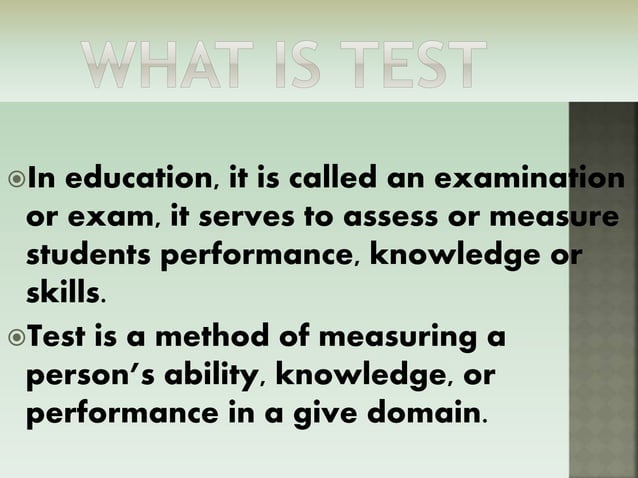 Meaning of Test, Testing and Evaluation | PPTX | Educational Assessment ...