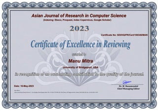 74. Asian Journal of Research in Computer Science [2023] | PDF