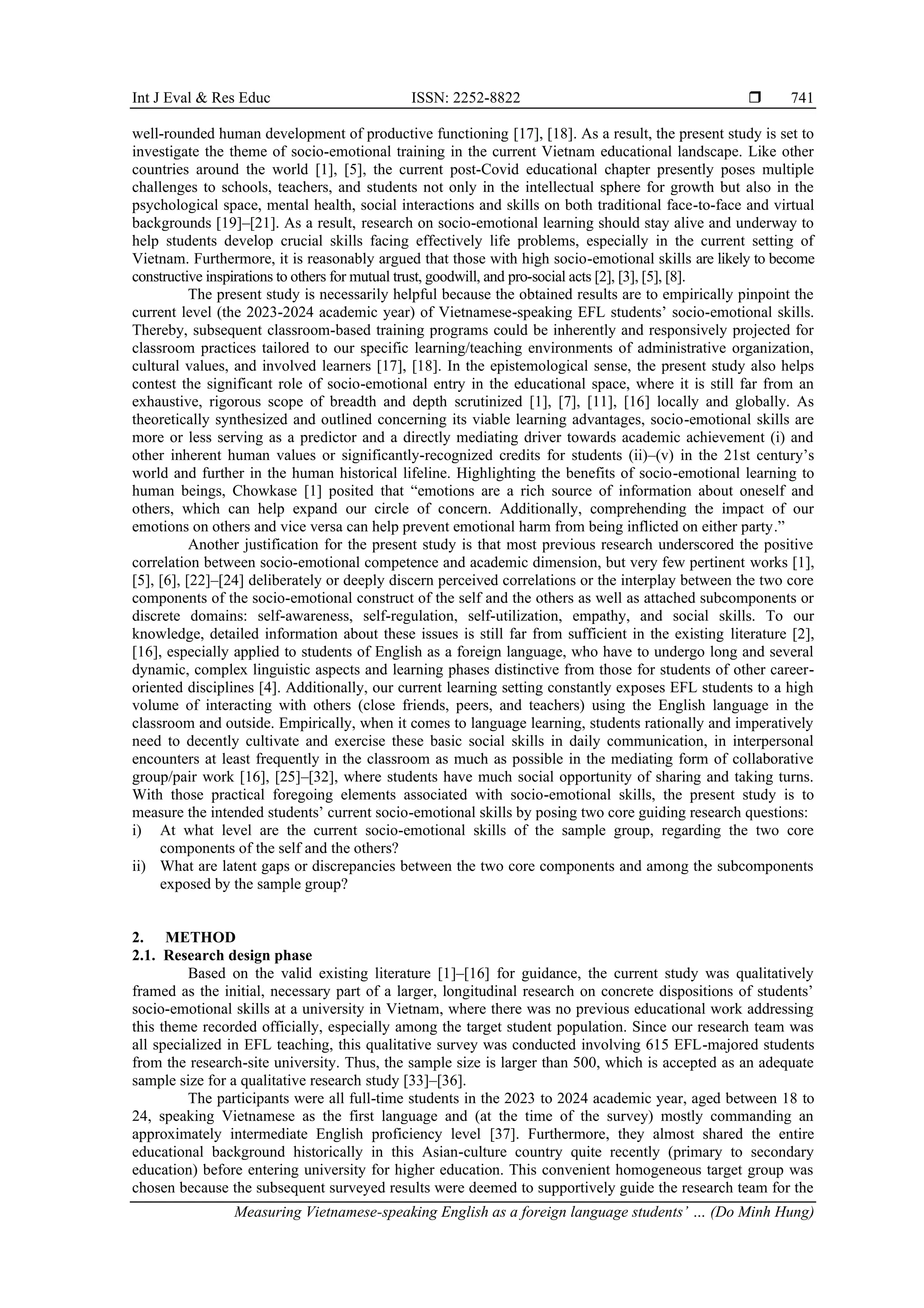 Measuring Vietnamese-speaking English as a foreign language students ...