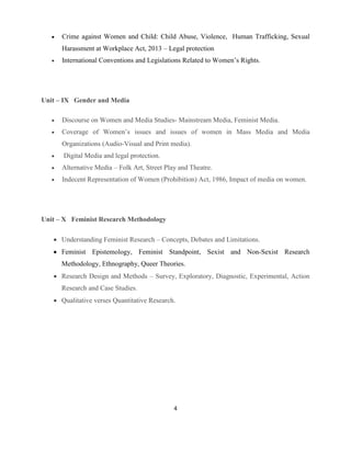 NTA UGC NET JRF - 74 women studies-new updated syllabus | PDF