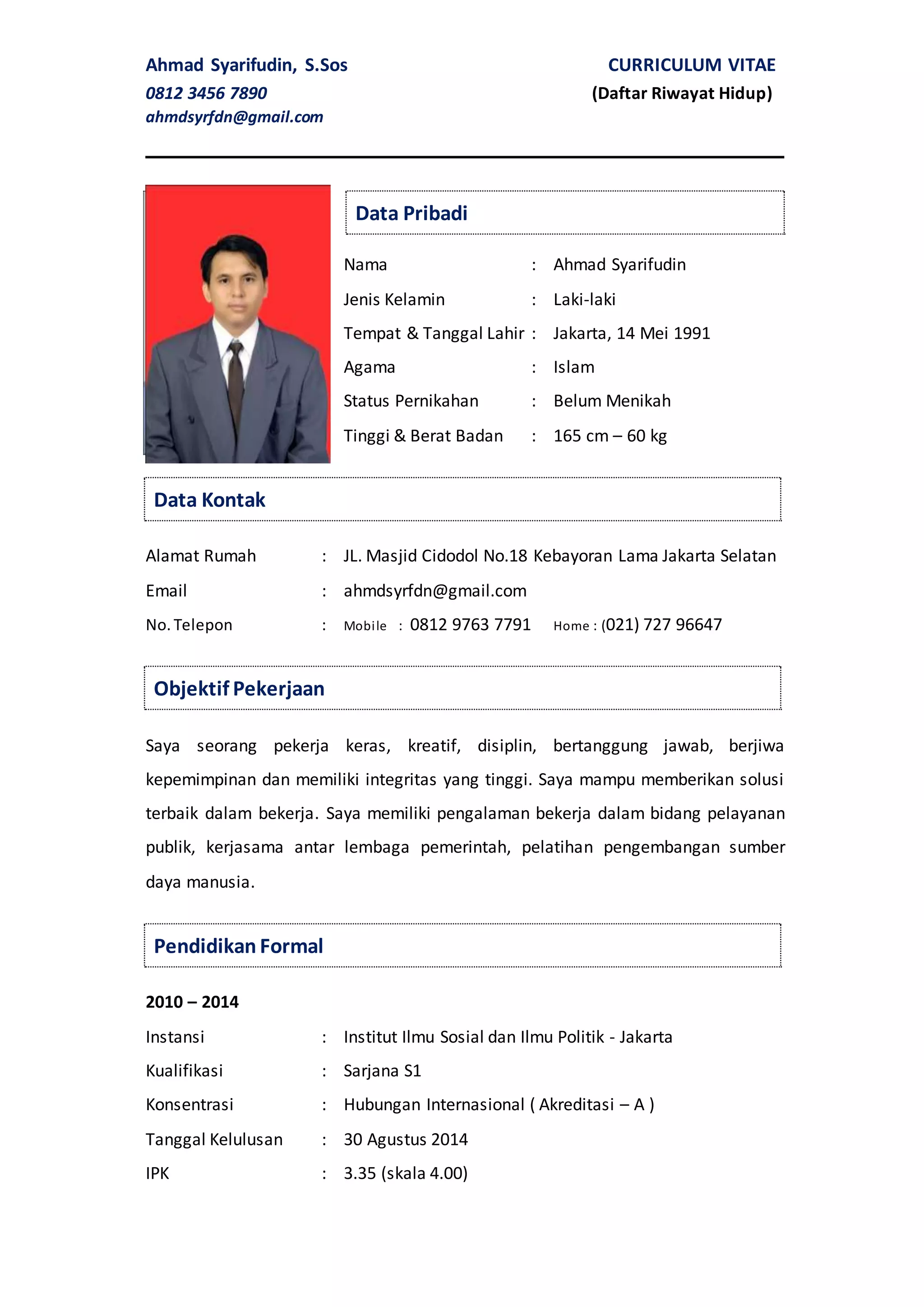 CV Ahmad Syarifudin | DOCX