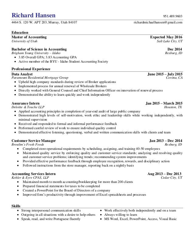 Richard Hansen Resume