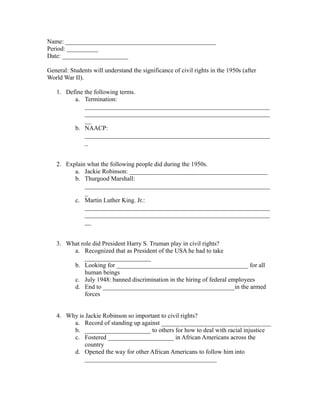 1950s reading guide-student | DOC | Debated Sensitive Social Issues ...