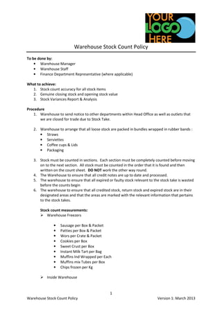 Stock Count Policy | PDF