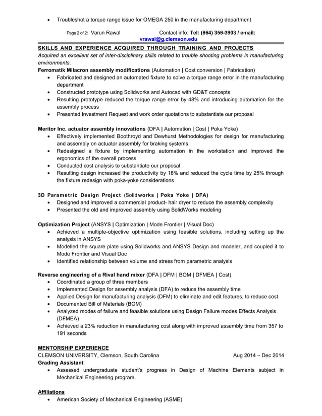 RESUME_MECHANICAL_VARUN RAWAL 2015 | PDF