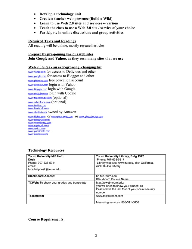 Touro EDU 741 Fall 2011 | DOC